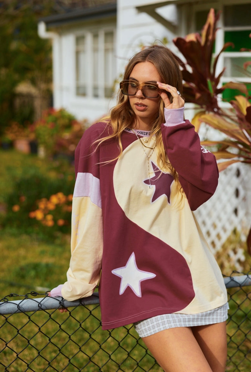 Yin Yang Long Sleeve Tee ~ Burgundy Butter – Only Lovers Left